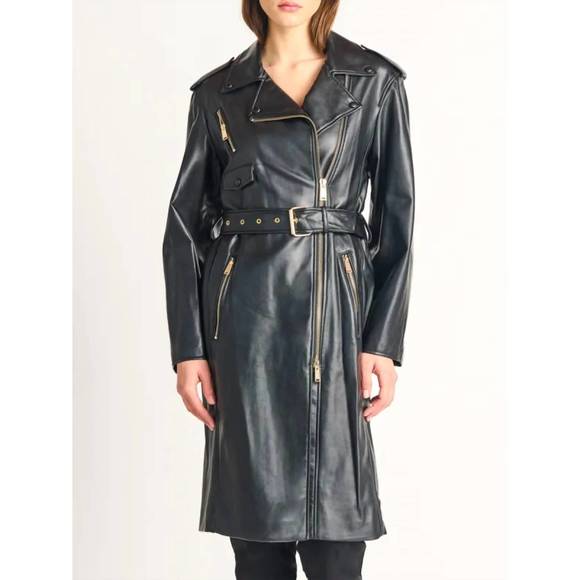 Dex | Jackets & Coats | New Dex Belted Faux Leather Coat In Black ...